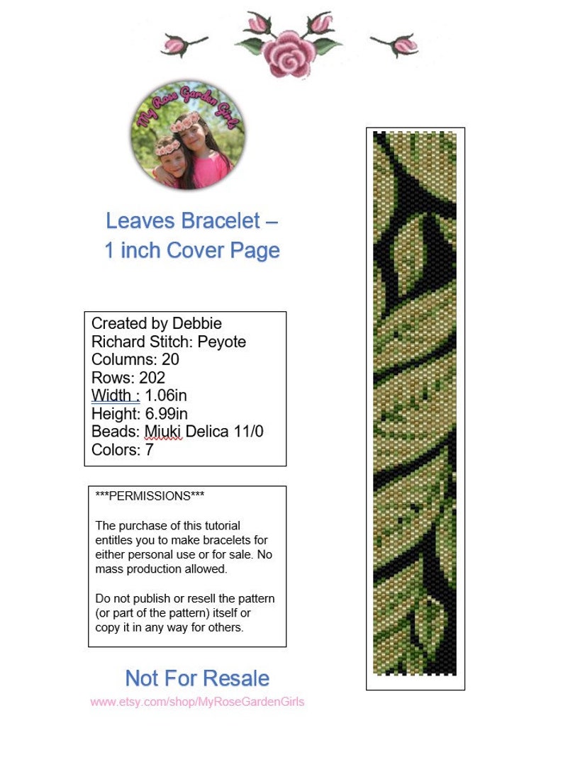 1 Inch Wide Leaves Bracelet Pattern - Even Count - Etsy