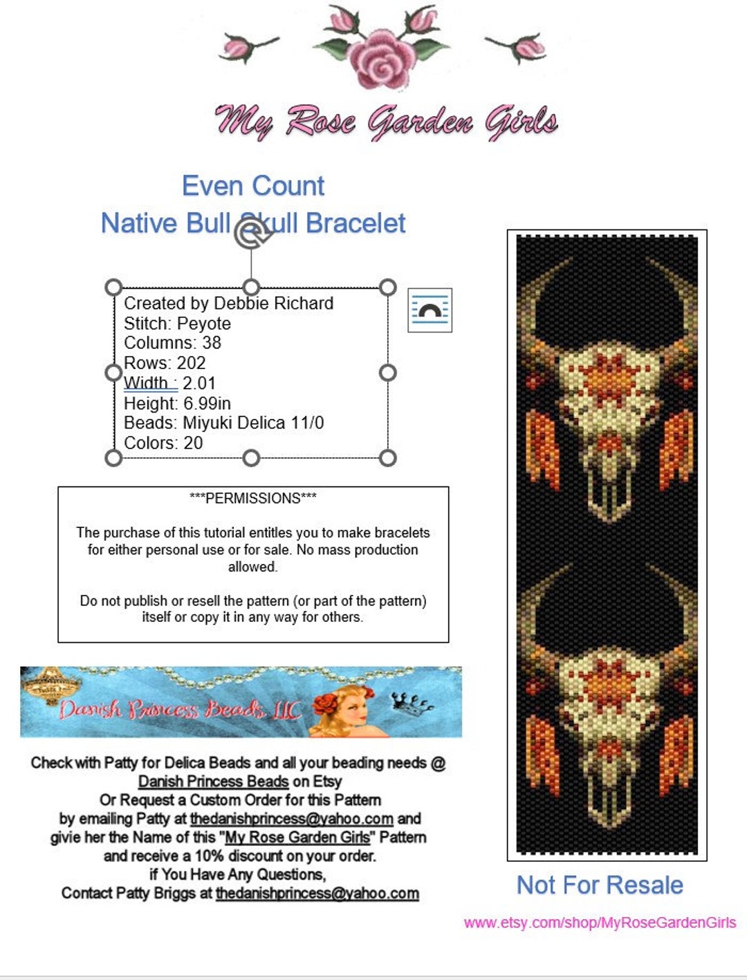 Native Bull Skull Peyote Bracelet Even Count - Etsy