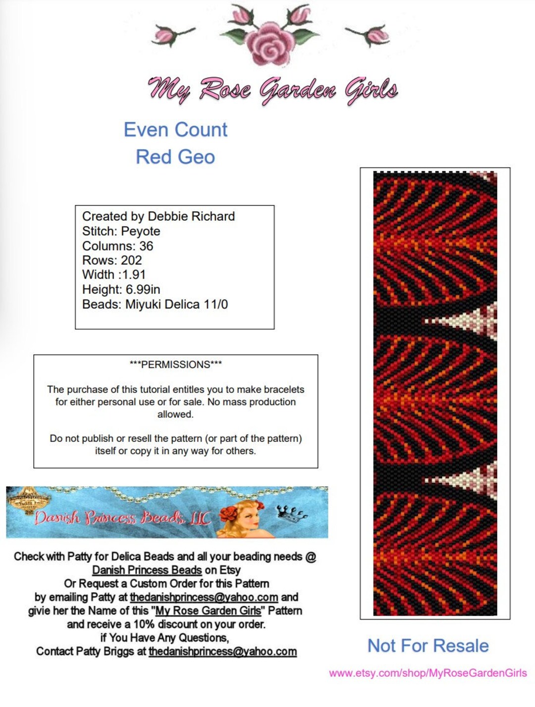 Red Geo Peyote Bracelet Pattern Even Count - Etsy