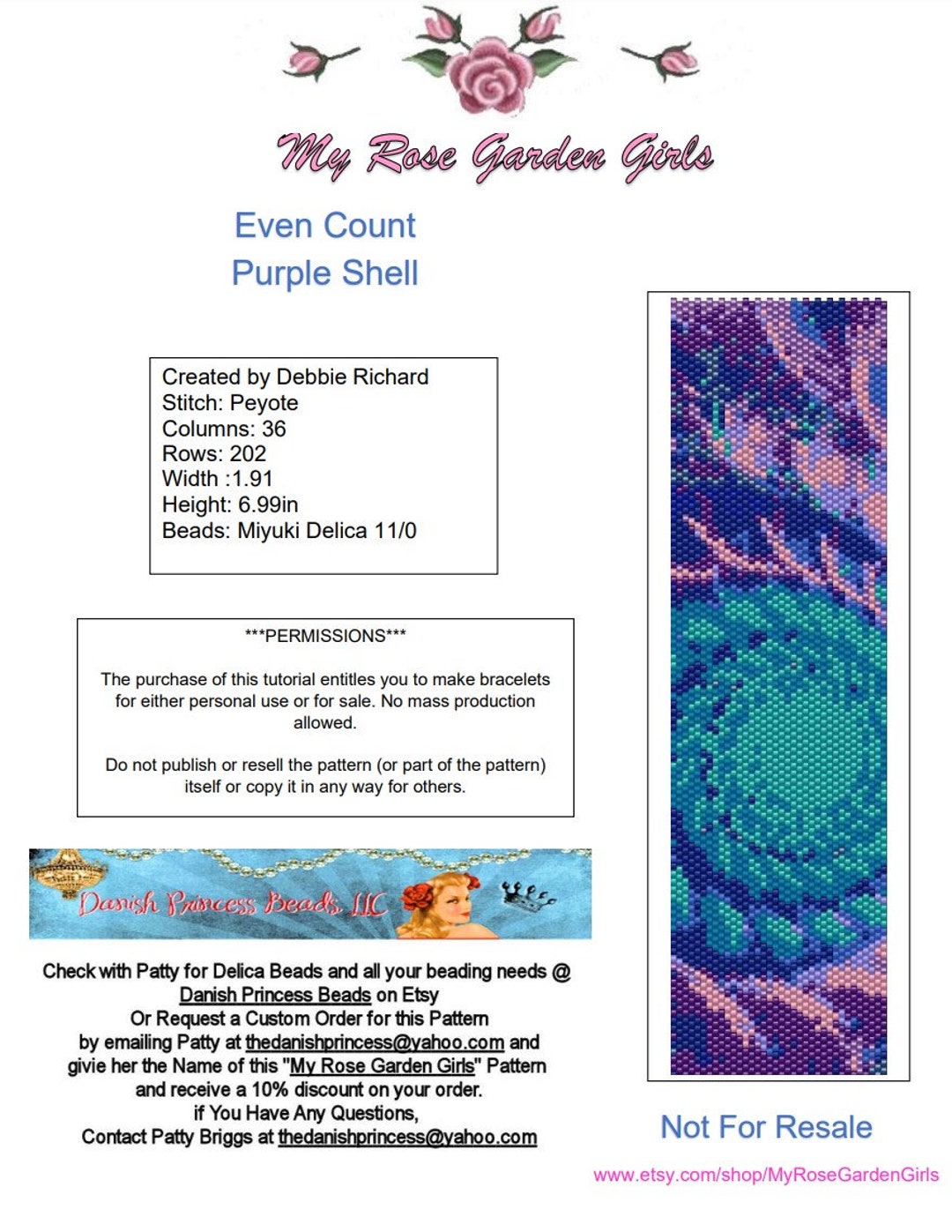 Purple Shell Peyote Bracelet Pattern Even Count - Etsy