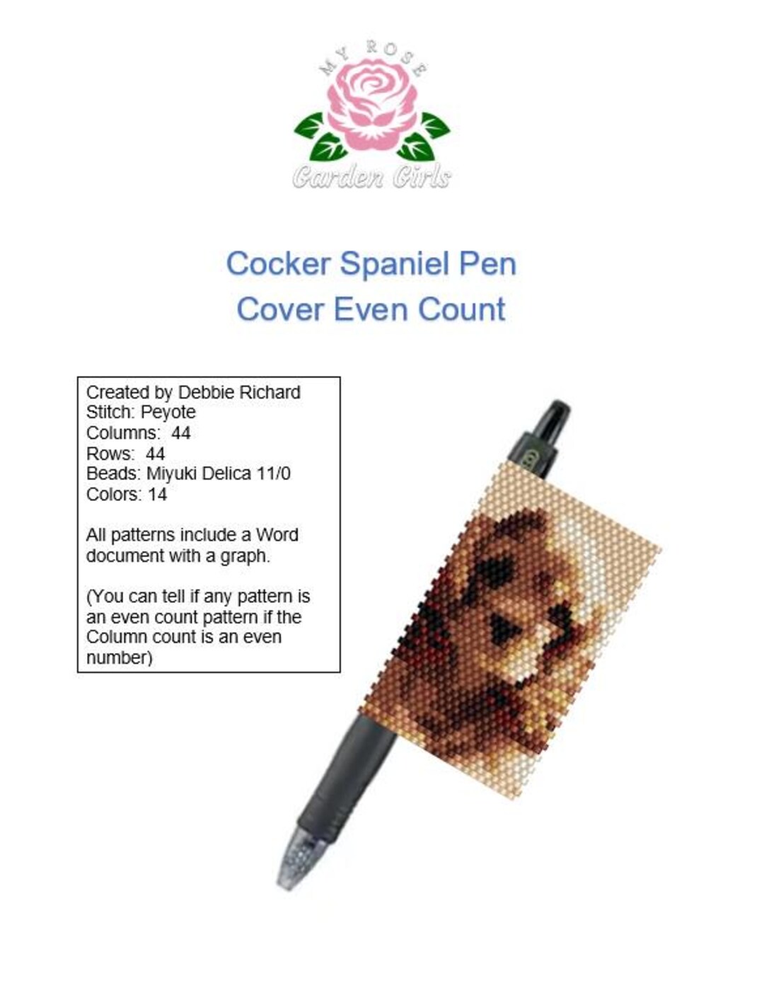 Cocker Spaniel Peyote Pen Cover Pattern - Etsy