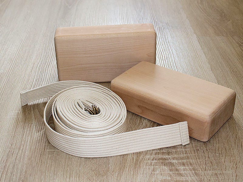 Personal Yoga Set. Two wooden yoga blocks and cotton yoga | Etsy
