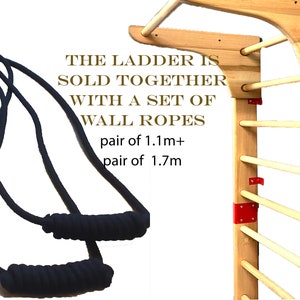 Wooden Swedish Ladder With Yoga Rope Set for Home and Gym. Premium ...