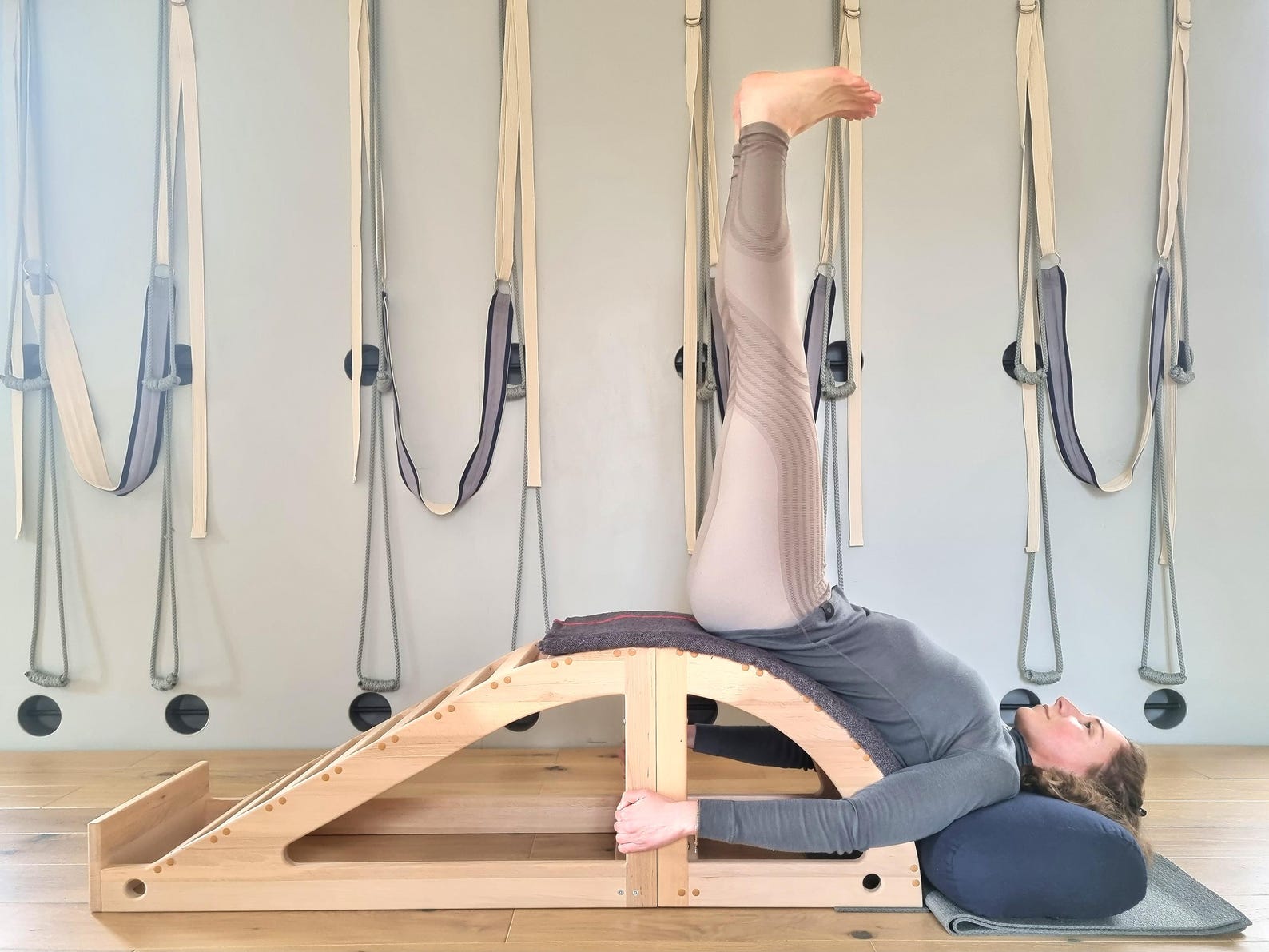 Iyengar Yoga Back Bending Bench. Wooden Yoga Bench. Viparita Dandasana ...