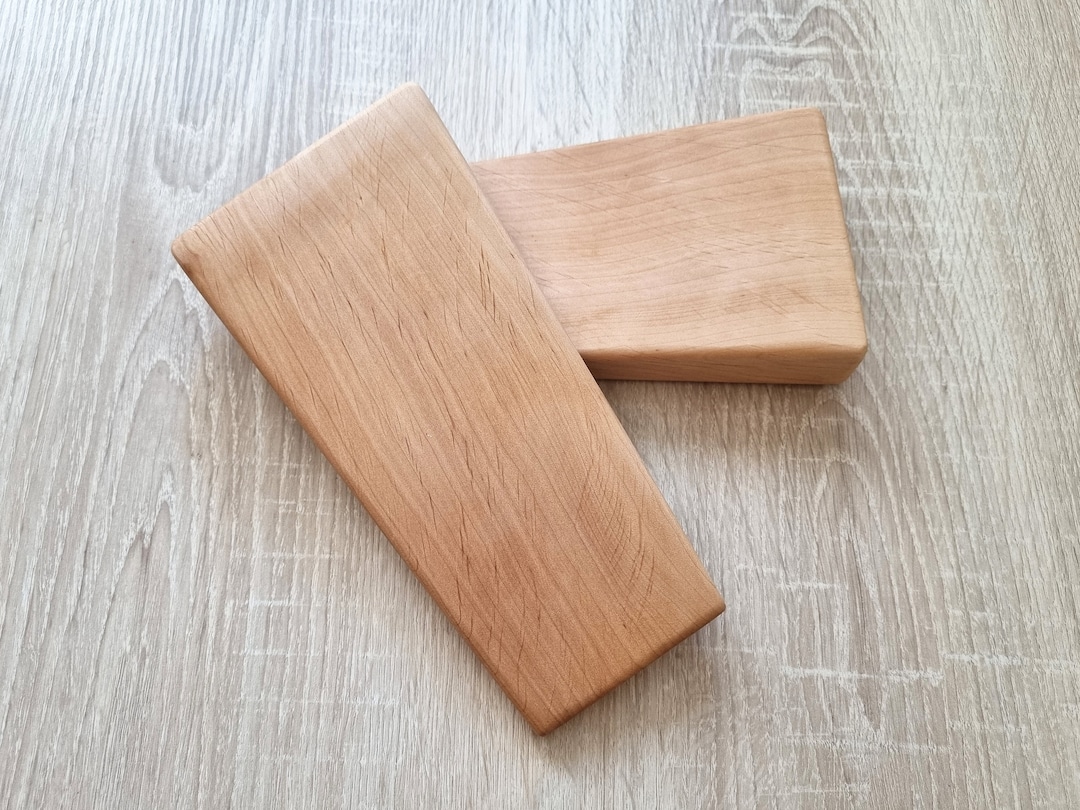 Pair of Natural Wood Yoga Block Wedge. Yoga Props Wedge - Etsy