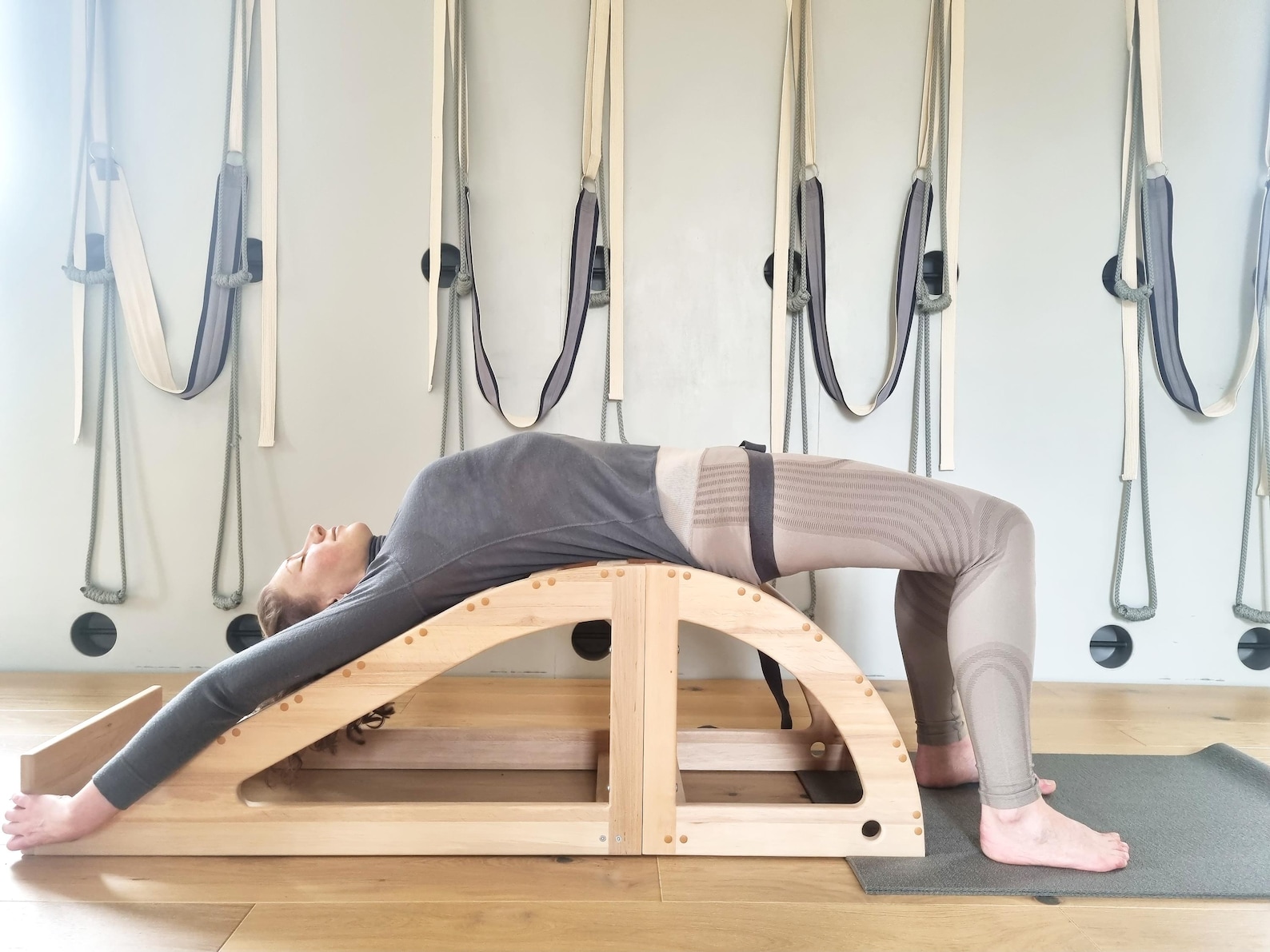 Iyengar Yoga Back Bending Bench. Wooden Yoga Bench. Viparita Dandasana ...
