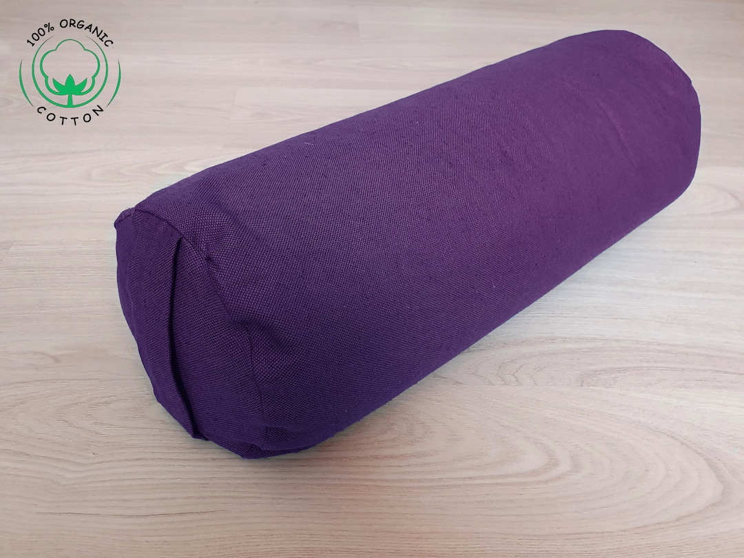 Lilac Round Yoga Bolster 60x20 Cm | 100% Organic Cotton Fabric | Cotton ...