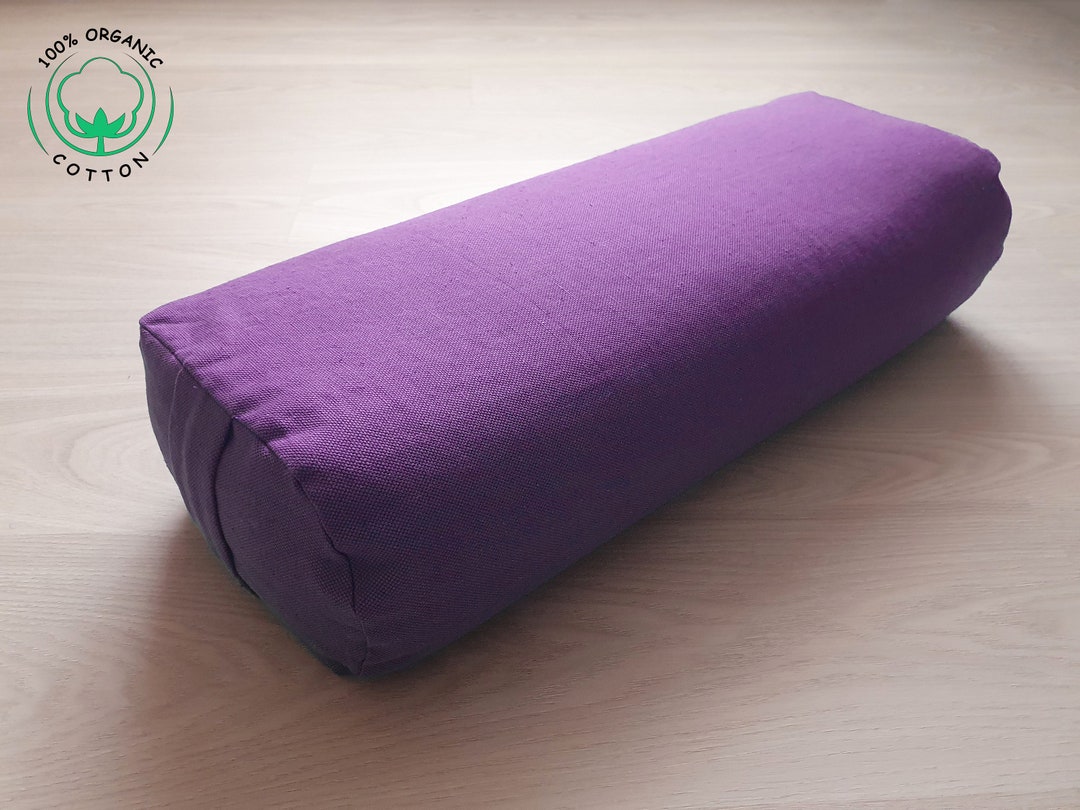 Violet Oval Yoga Bolster 60x30x15cm 100% Organic Cotton Fabric. Cotton ...