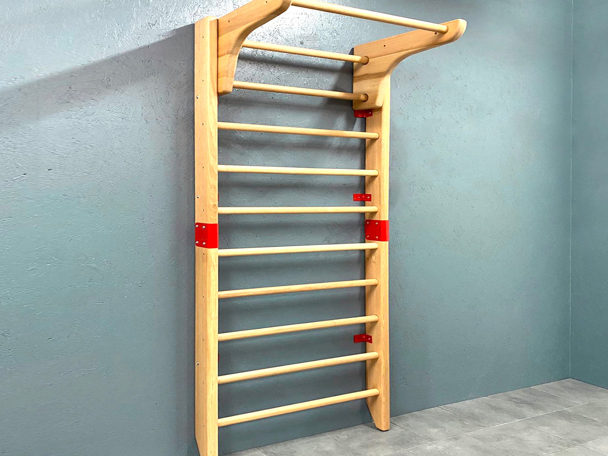 Wooden Swedish Ladder With Yoga Rope Set for Home and Gym. Premium ...