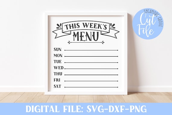This Week's Menu Svg Weekly Menu Svg Meal Planning Svg - Etsy
