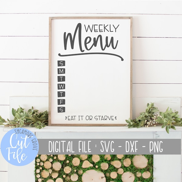 Weekly Menu Svg - Etsy