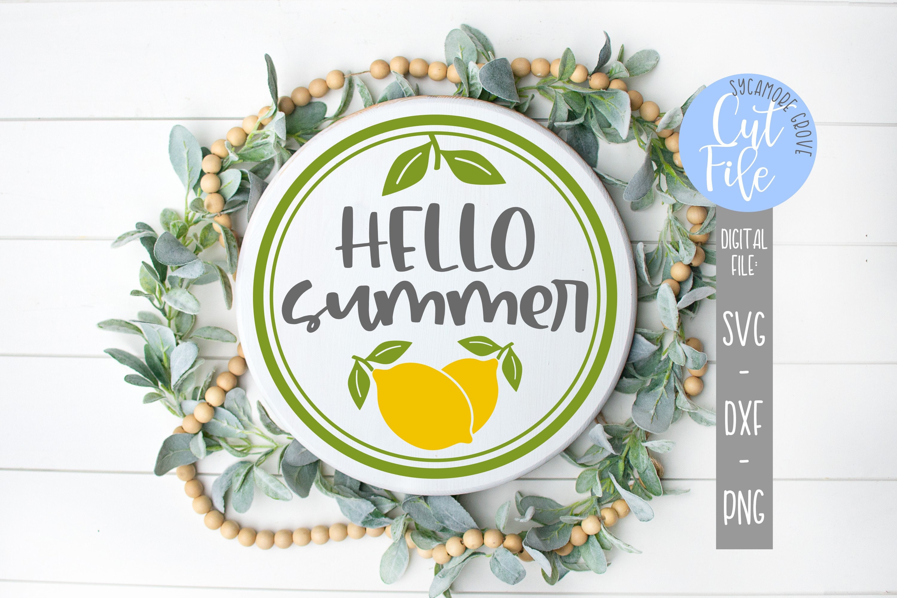 Hello Summer Lemon Svg Round Summer Svg Silhouette File - Etsy