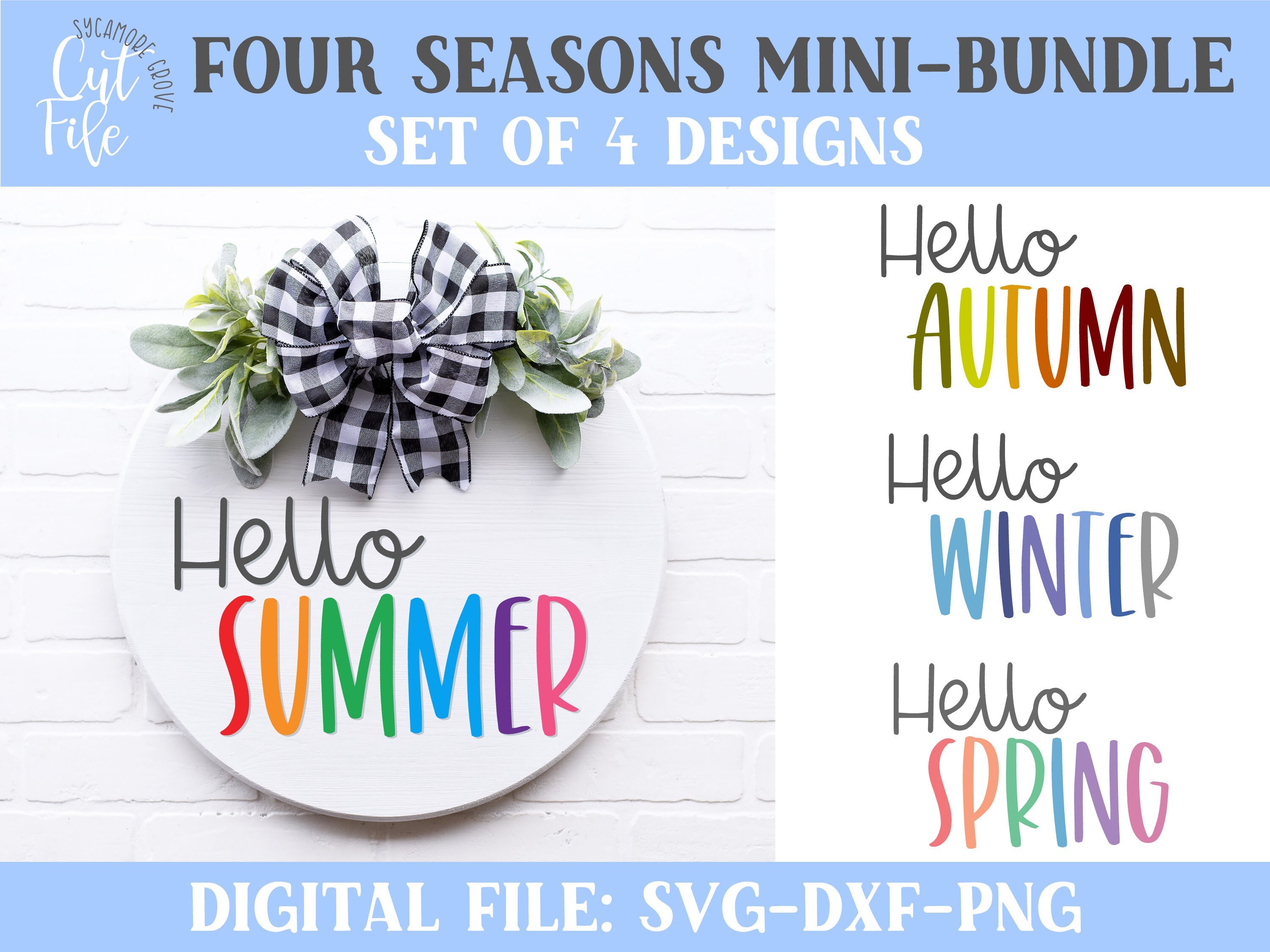 Four Seasons Mini-bundle Svg Set of 4 Seasonal Svg Round - Etsy