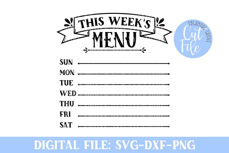 This Week's Menu Svg Weekly Menu Svg Meal Planning Svg - Etsy