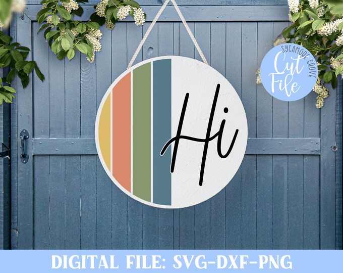 Boho Hi Svg, Round Door Hanger Svg, Laser Friendly, Silhouette File ...