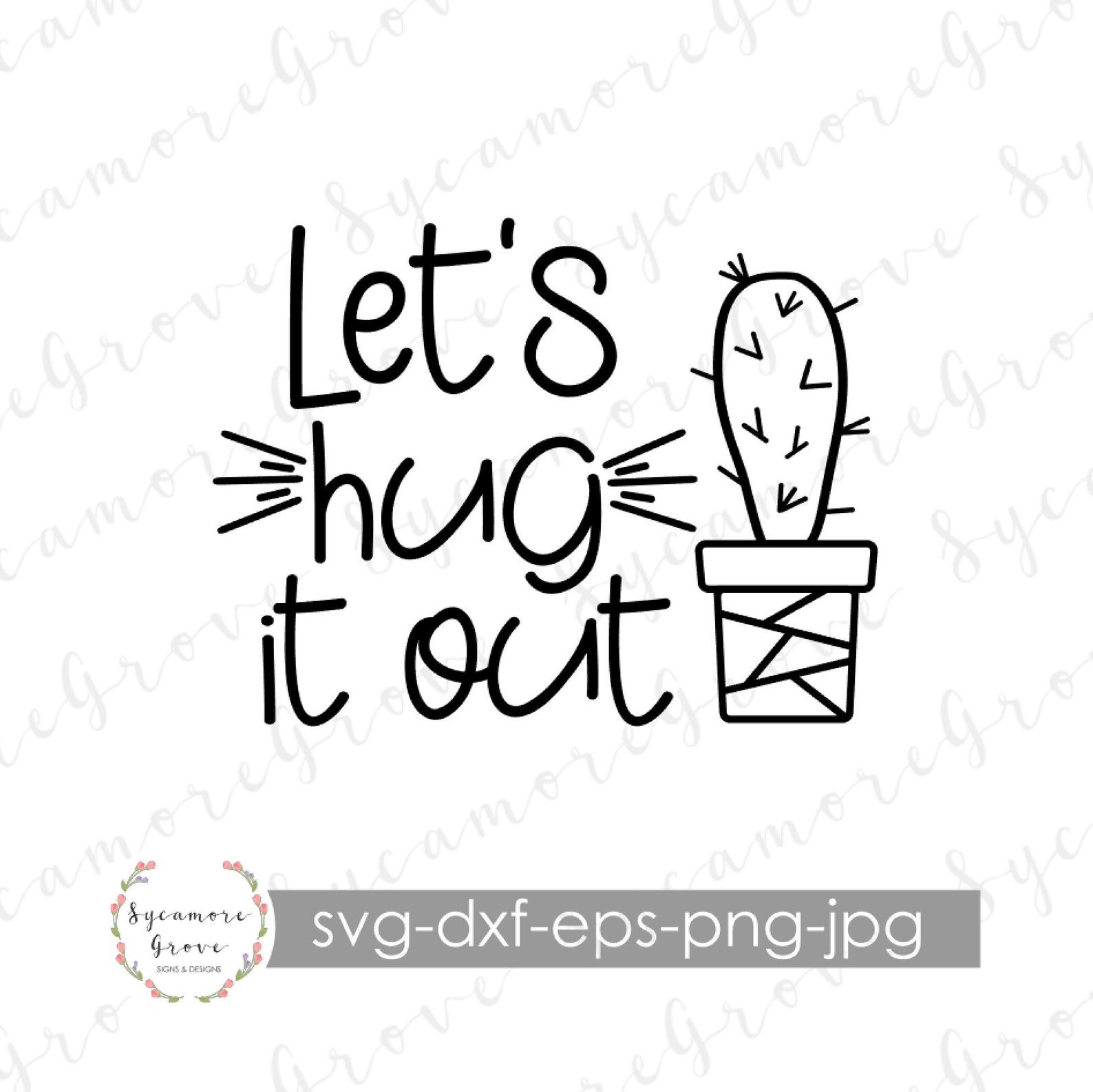 Let's Hug It Out SVG Funny Cactus Valentine's Day | Etsy