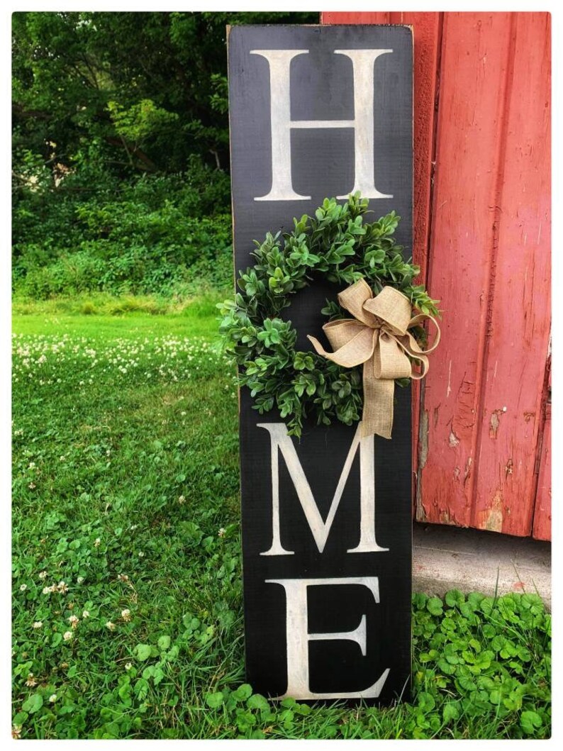 Wooden Home W/wreath Sign Rustic Welcome Sign Farmhouse - Etsy