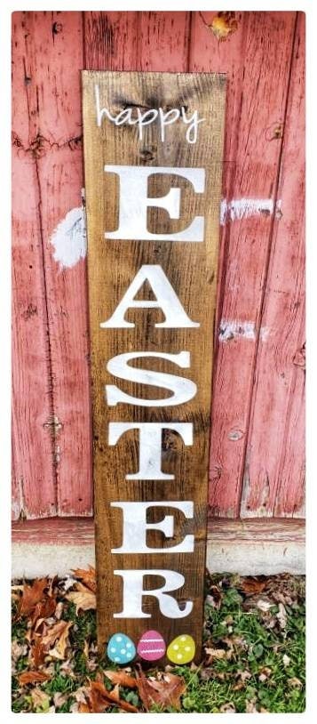 Wooden Happy Easter welcome Porch Sign Rustic Welcome Sign | Etsy
