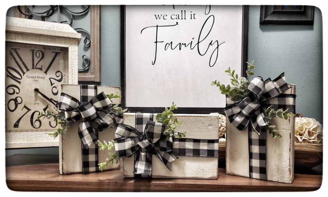 3pc. Wooden Present Decor Set Home Decór Christmas Decor - Etsy