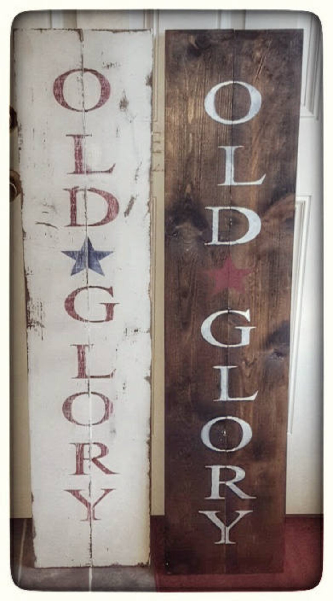 Rustic Wood Old Glory Porch Sign Rustic Welcome Sign Farmhouse Welcome ...