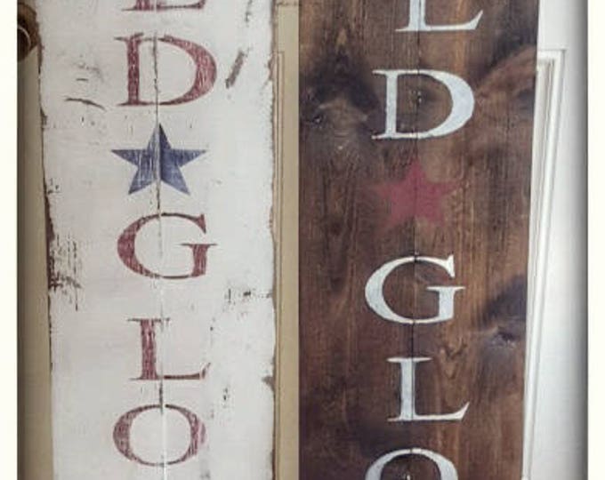 Rustic Wood Old Glory Porch Sign | Rustic Welcome Sign | Farmhouse ...