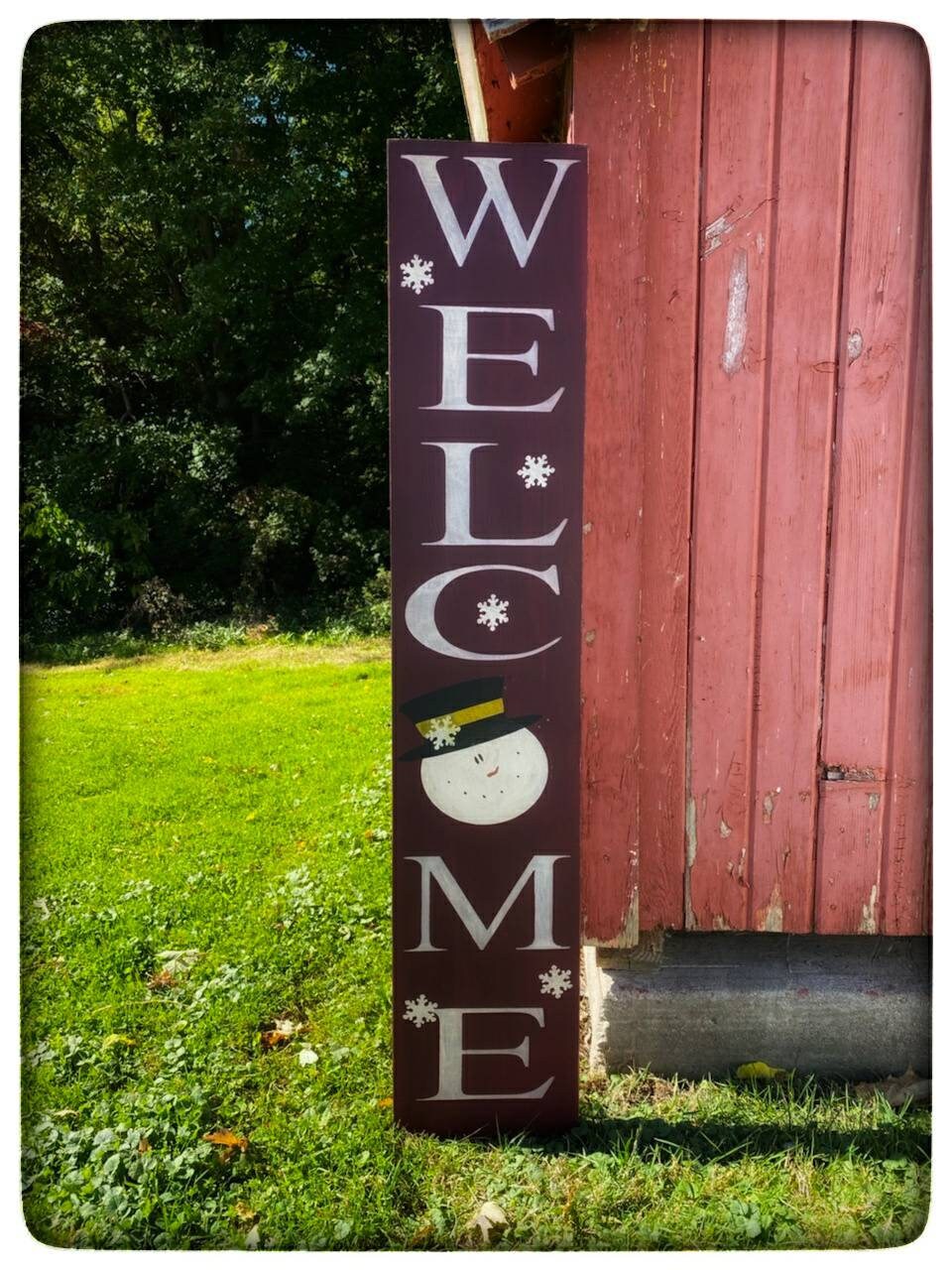 Snowman WELCOME Sign for Porch Rustic Welcome Sign | Etsy