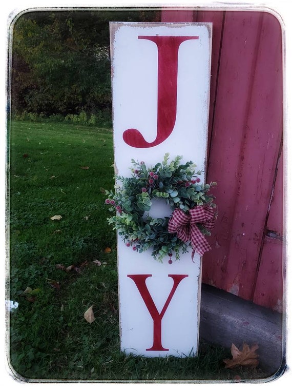 Wooden JOY Porch Sign Rustic Welcome Sign Farmhouse Welcome - Etsy