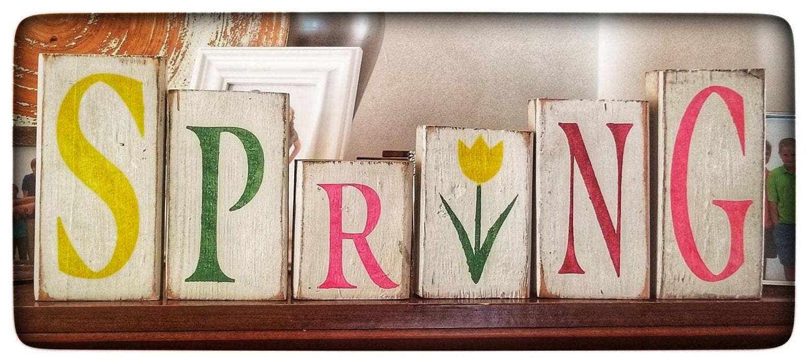 Spring Wooden Block Set-primitive-primitive Decor-home - Etsy