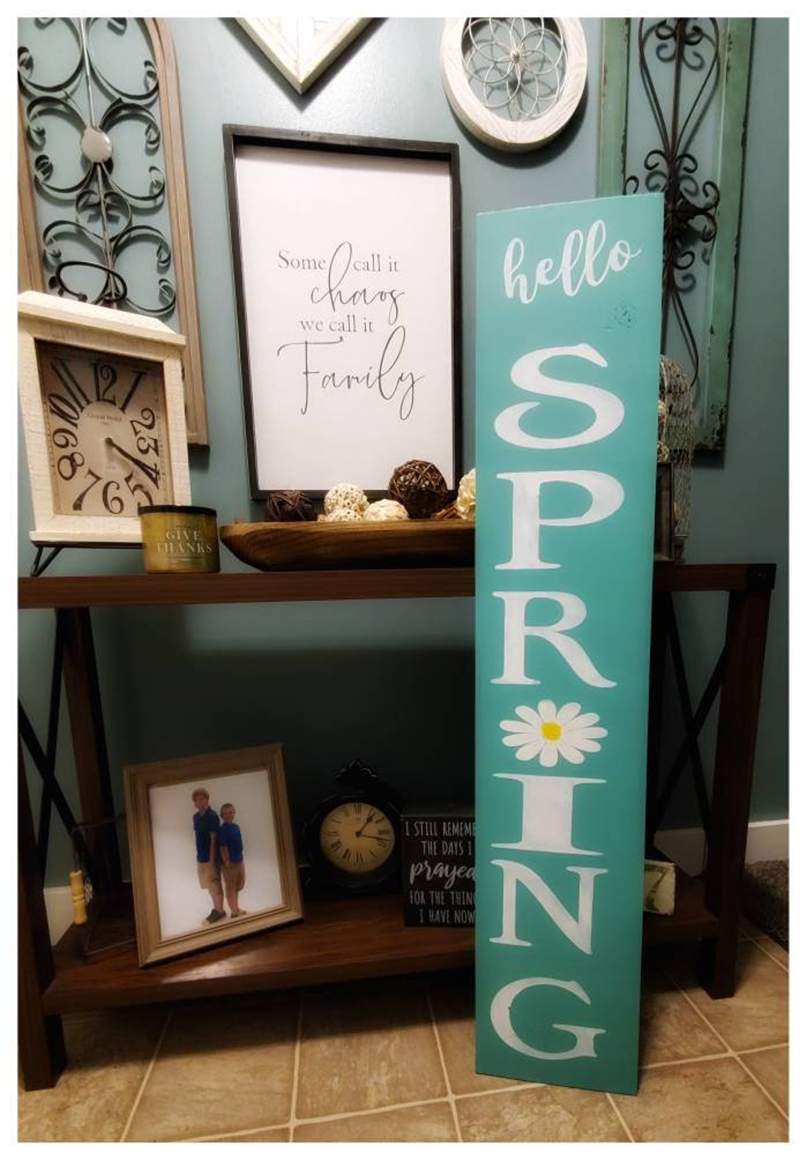 Wooden Spring Porch Sign| Rustic Welcome Sign | Farmhouse Welcome Sign ...