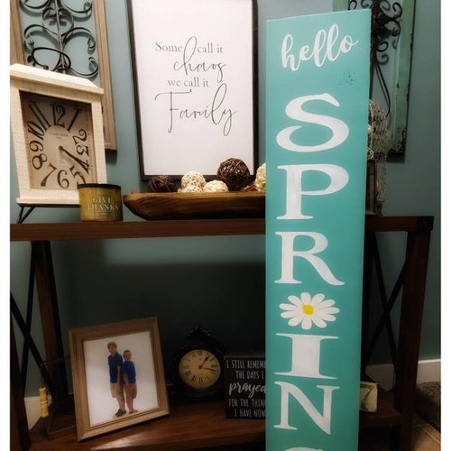 Wooden Spring Porch Sign Rustic Welcome Sign Farmhouse - Etsy