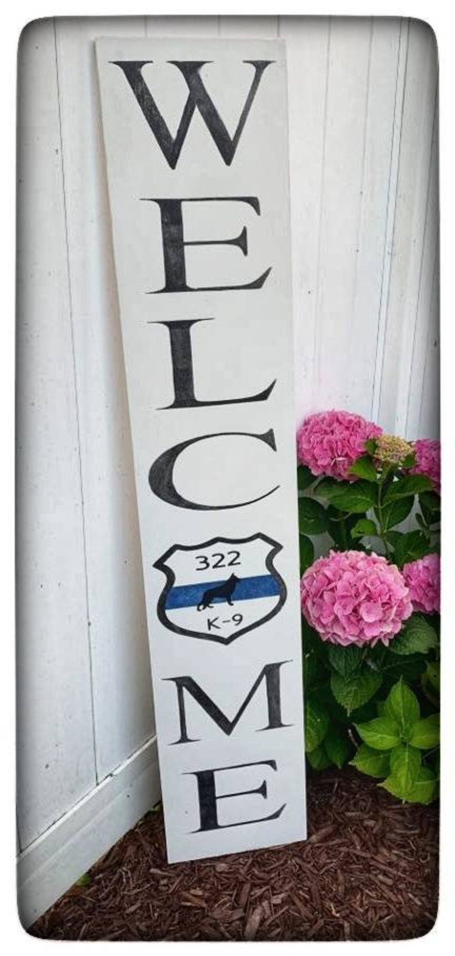 WELCOME Thin Blue Line Sign for Porch Rustic Welcome Sign | Etsy
