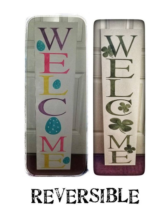 Rustic Wood WELCOME Sign for Porch Reversible Welcome Sign | Etsy