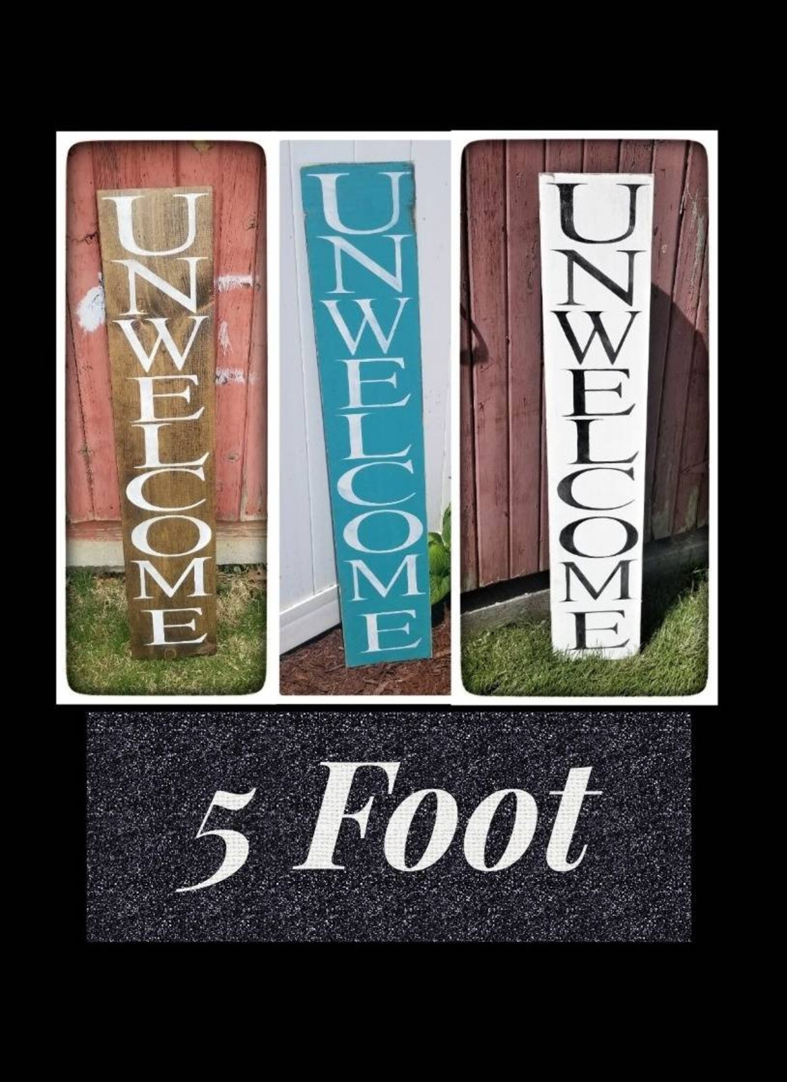 Wooden UNWELCOME Porch Sign Rustic Welcome Sign Farmhouse - Etsy