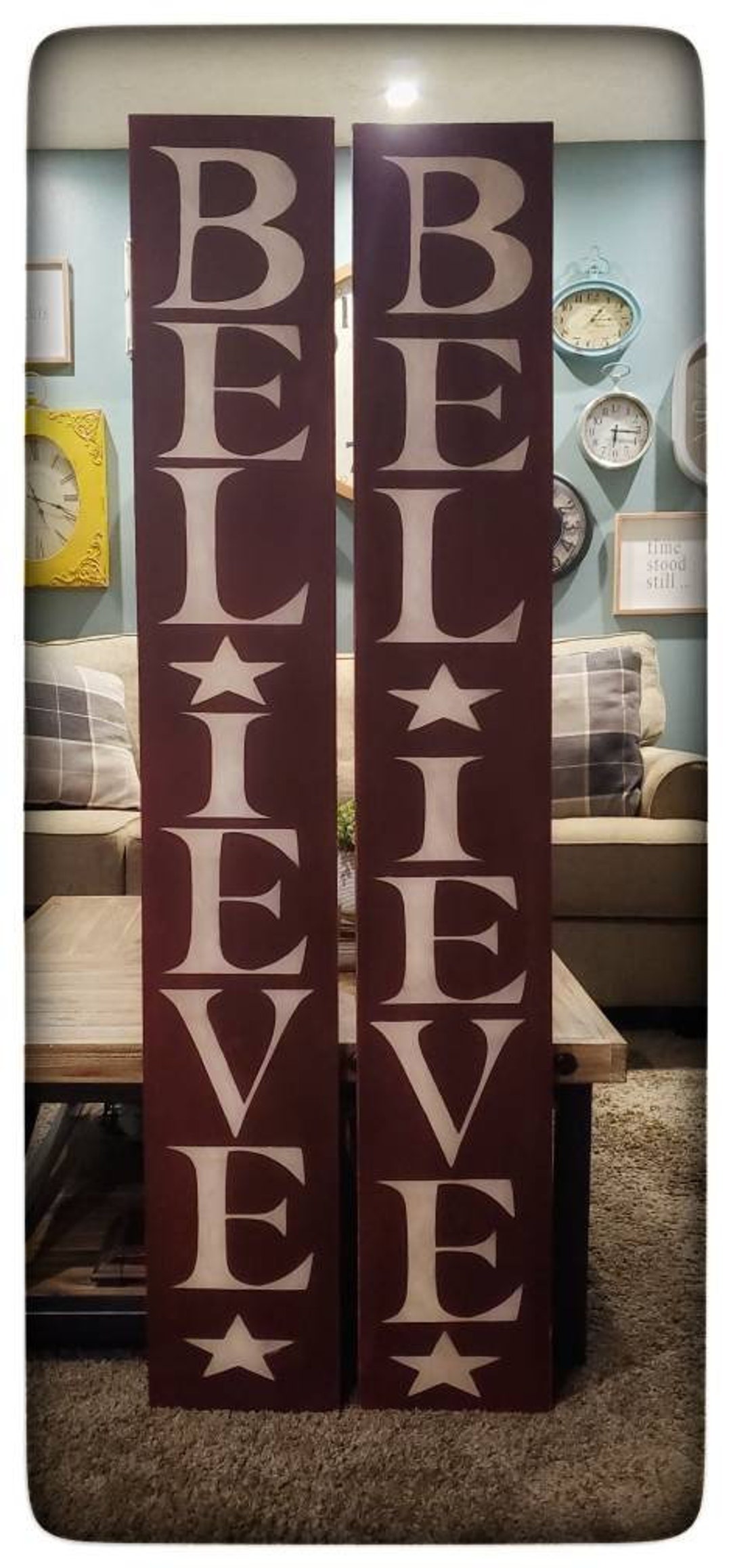 Believe Christmas 5 FOOT Sign for Porch Rustic Welcome Sign Farmhouse ...