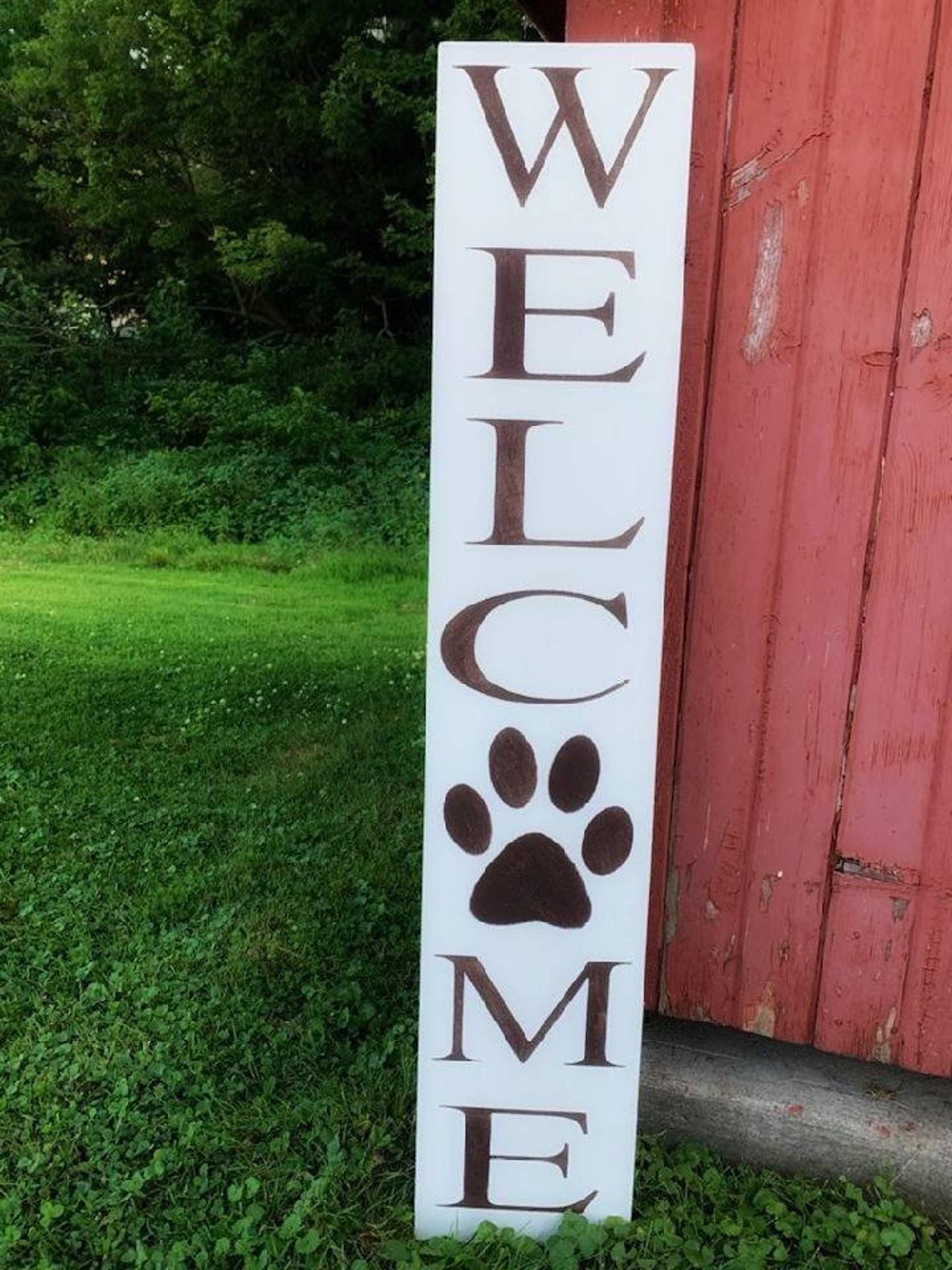 WELCOME paw print Sign for Porch Rustic Welcome Sign porch | Etsy