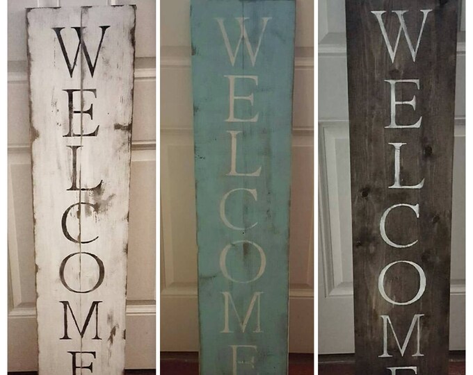 Wooden WELCOME Porch Sign| Rustic Welcome Sign | Farmhouse Welcome Sign ...