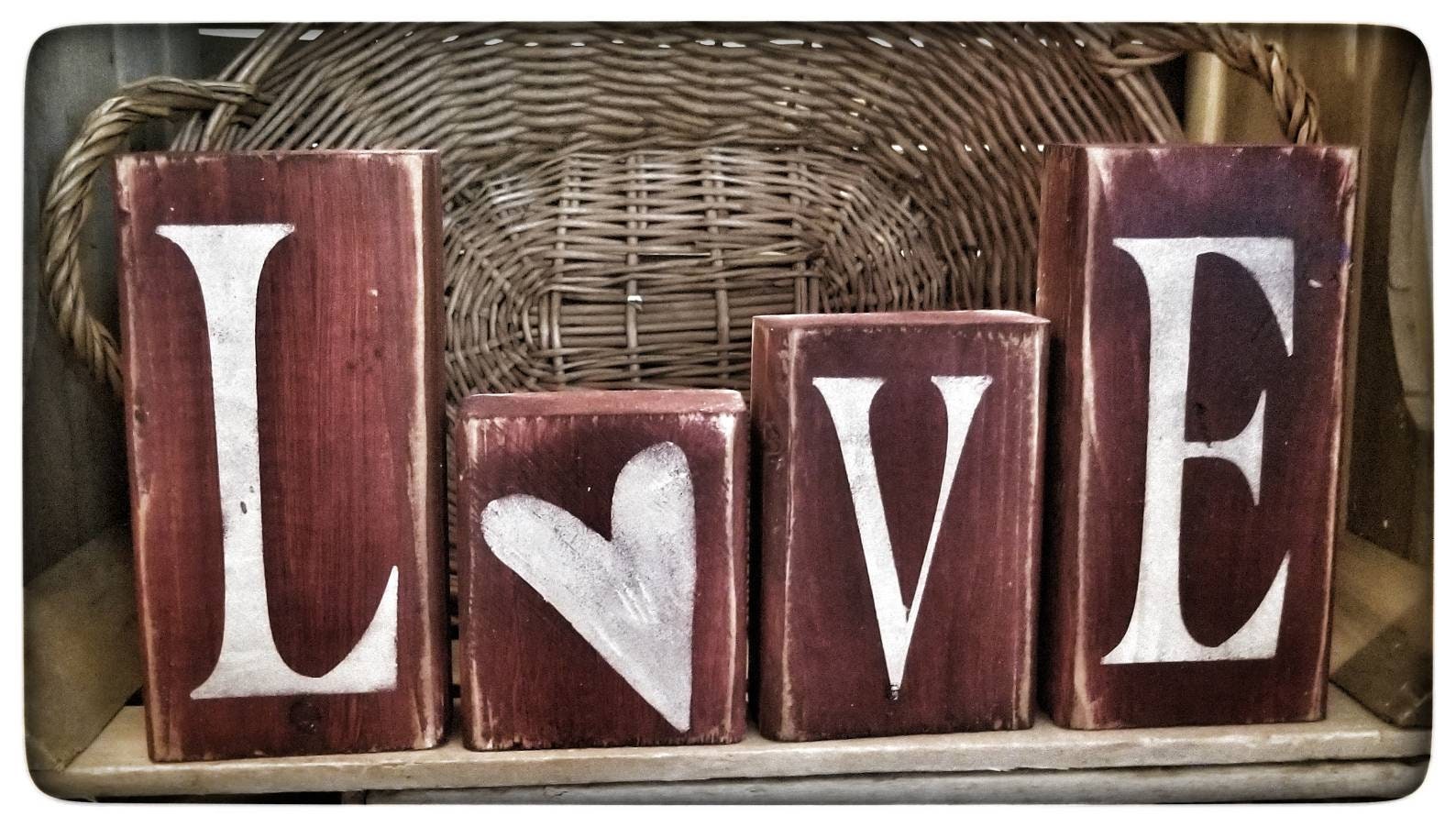 4 pc. Love Block Set-valentines day Decor-Americana Block | Etsy