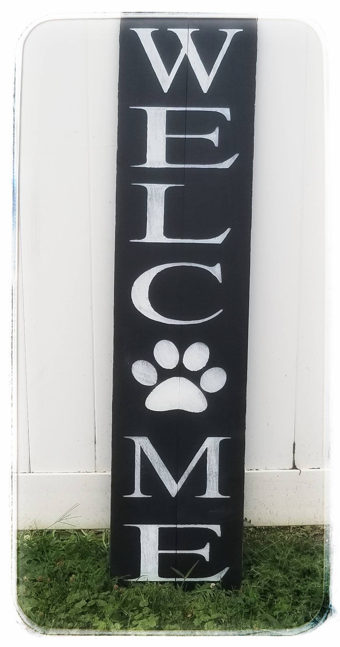 WELCOME paw print Sign for Porch Rustic Welcome Sign porch | Etsy