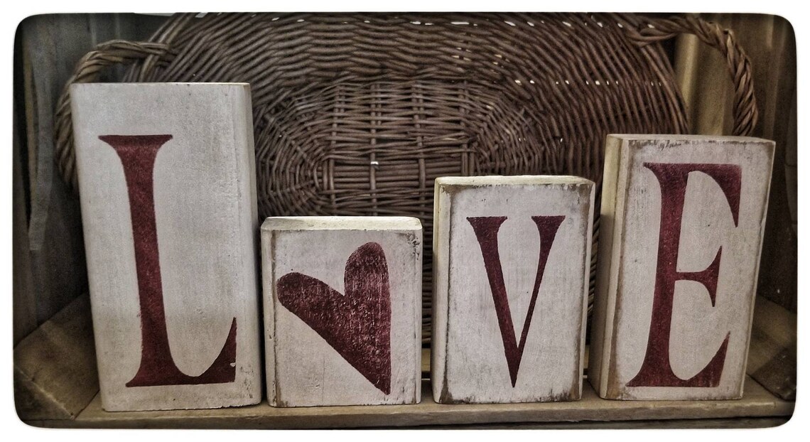 4 pc. Love Block Set-valentines day Decor-Americana Block | Etsy