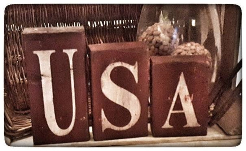 Usa Wooden Block Sets-americana Decor-americana-usa-primitive - Etsy