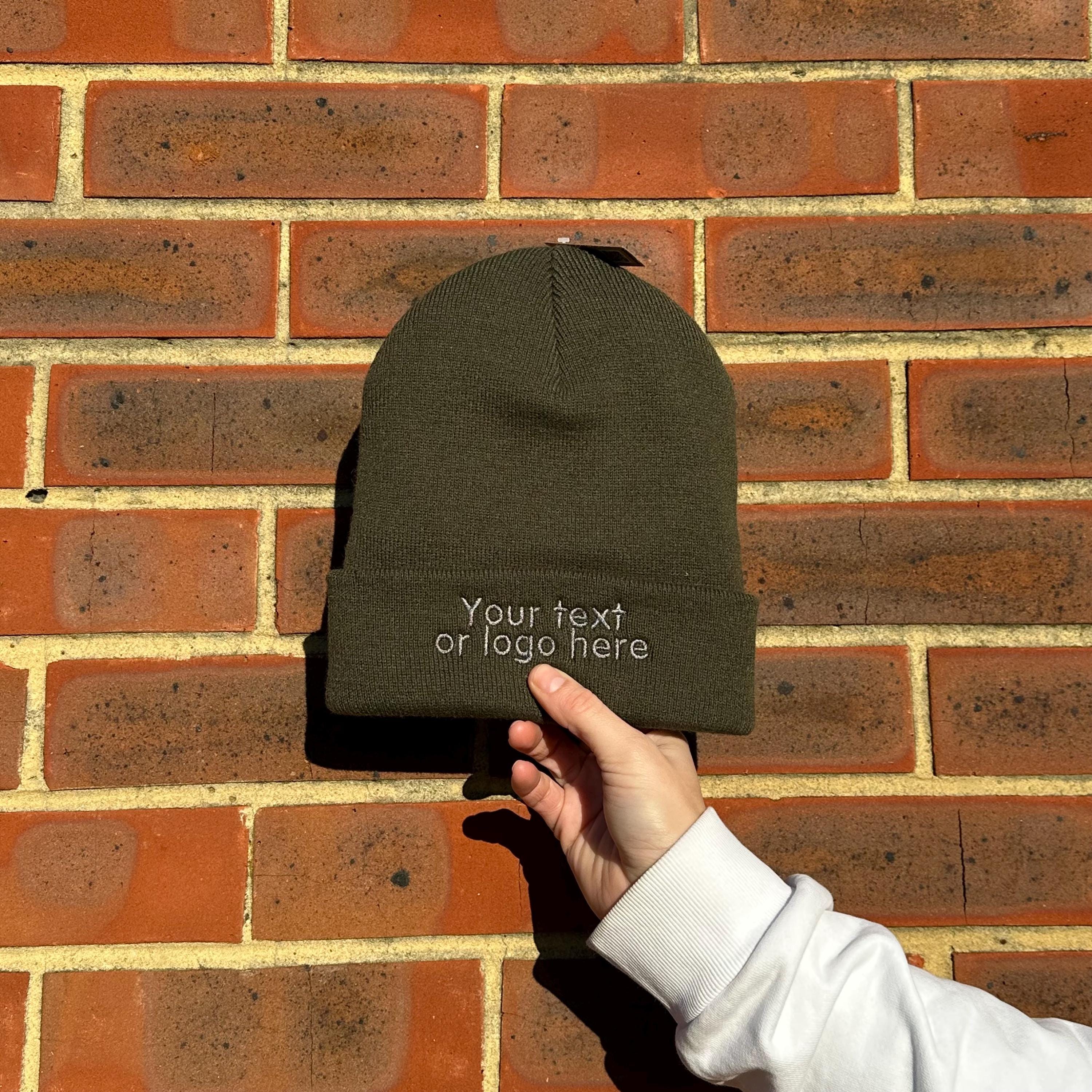 Custom Text Unisex Embroidered Cuffed Beanie - Muted Colors - Etsy UK