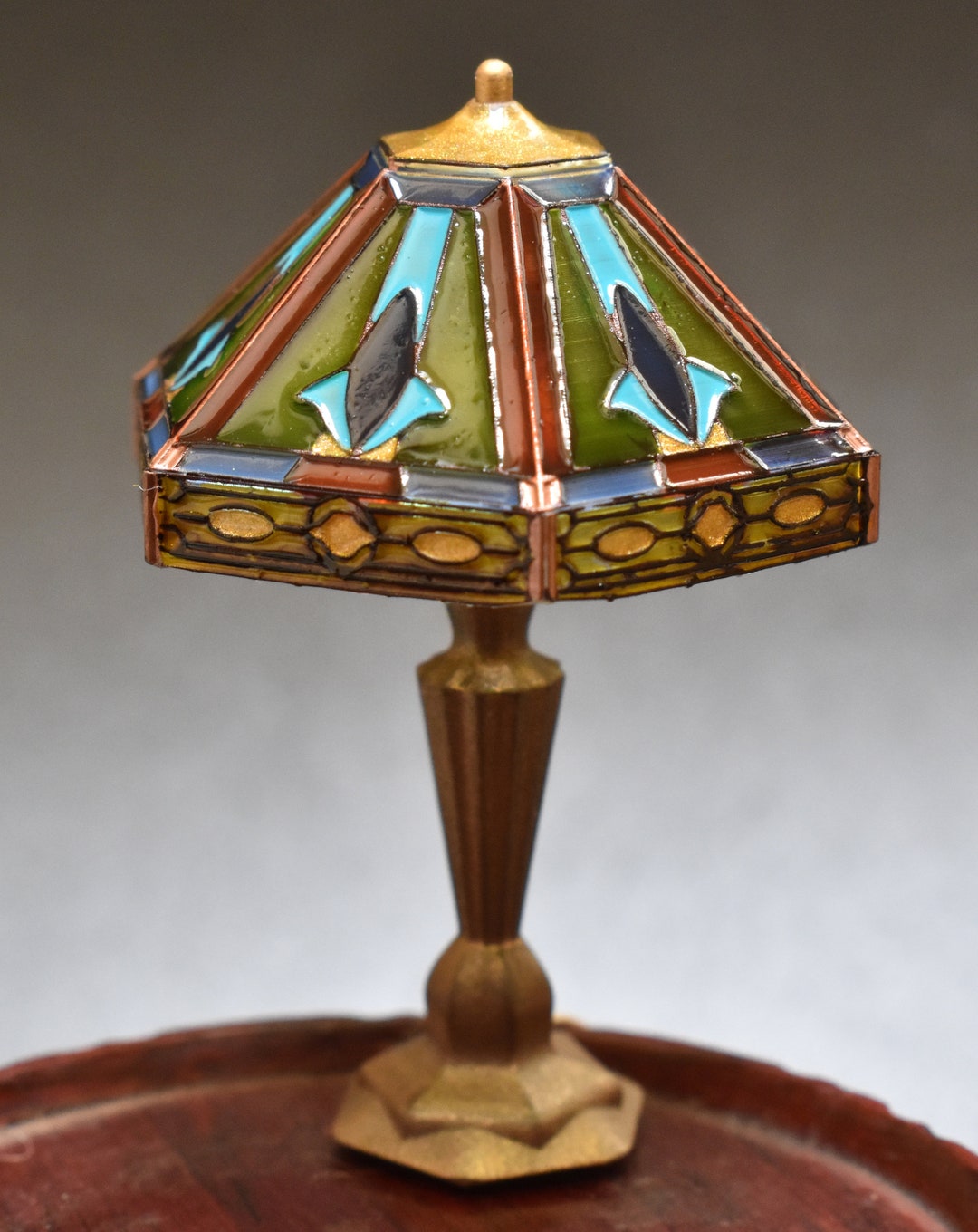 Dollhouse Miniature Tiffany Style Stained Glass Lamp, 1/12 Scale ...