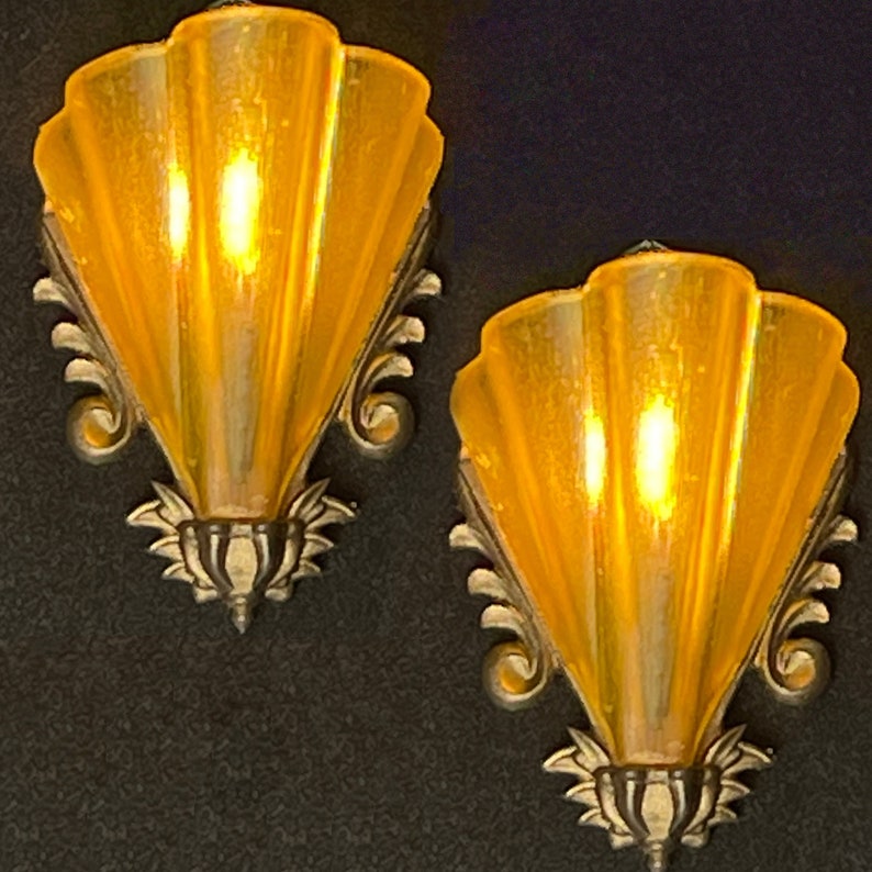 Dollhouse Miniature Art Deco Slip Shade Sconces, 1/12 Scale Miniature ...
