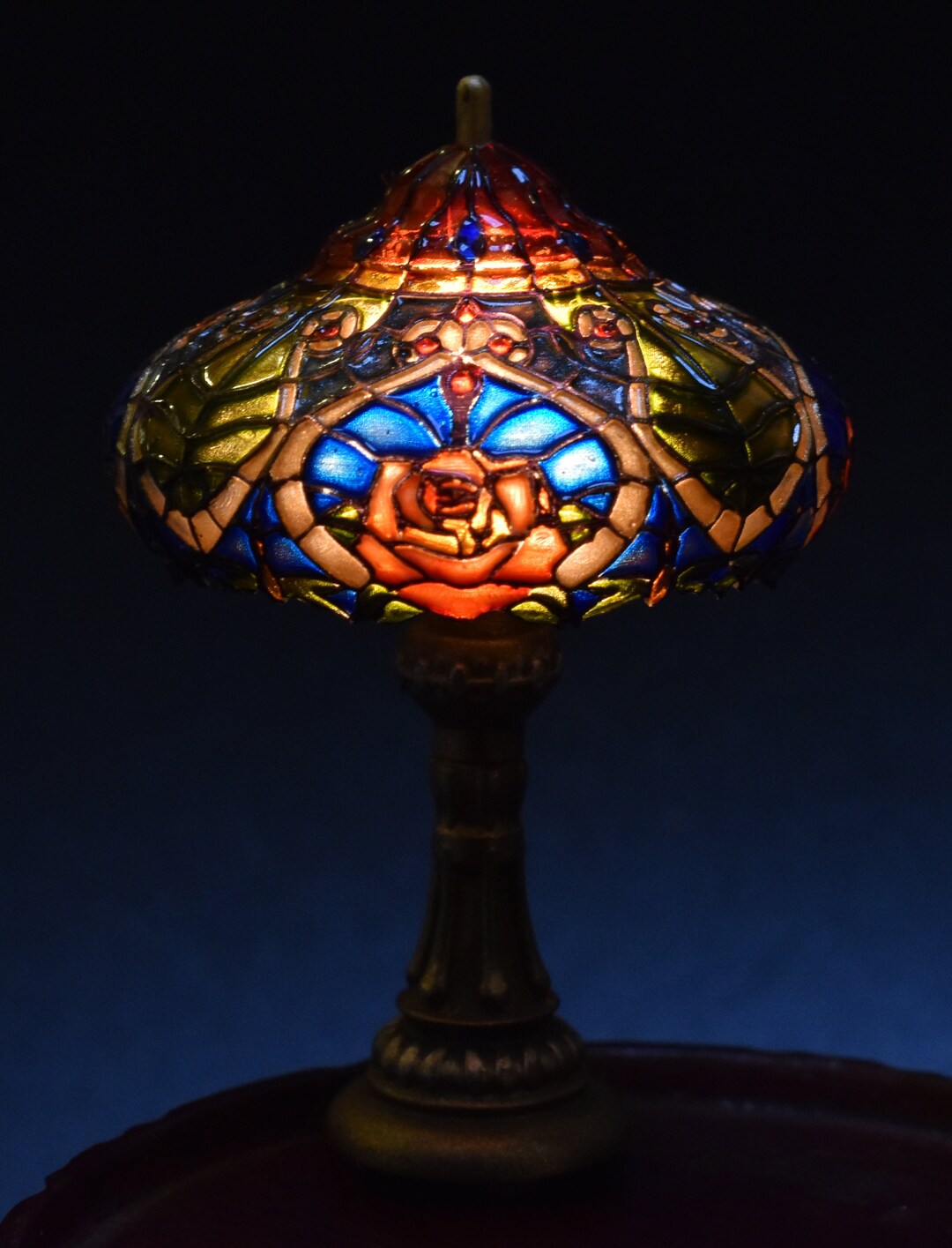 Dollhouse Miniature Tiffany Style Table Lamp, Stained Glass Lamp, 1/12 ...