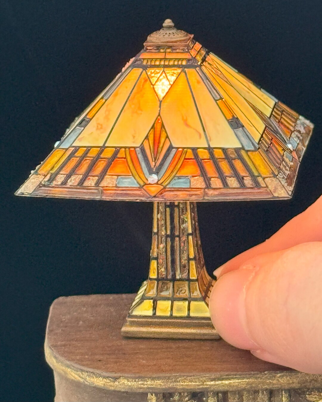 Dollhouse Miniature Tiffany Style Mission Style Stained Glass Lamp, 1/ ...
