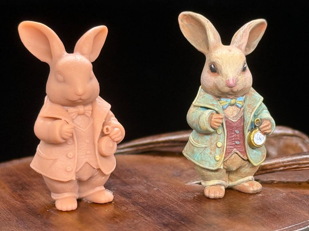 Unpainted Anthropomorphic Animal Figurines, Woodland Miniatures in 1:12 ...