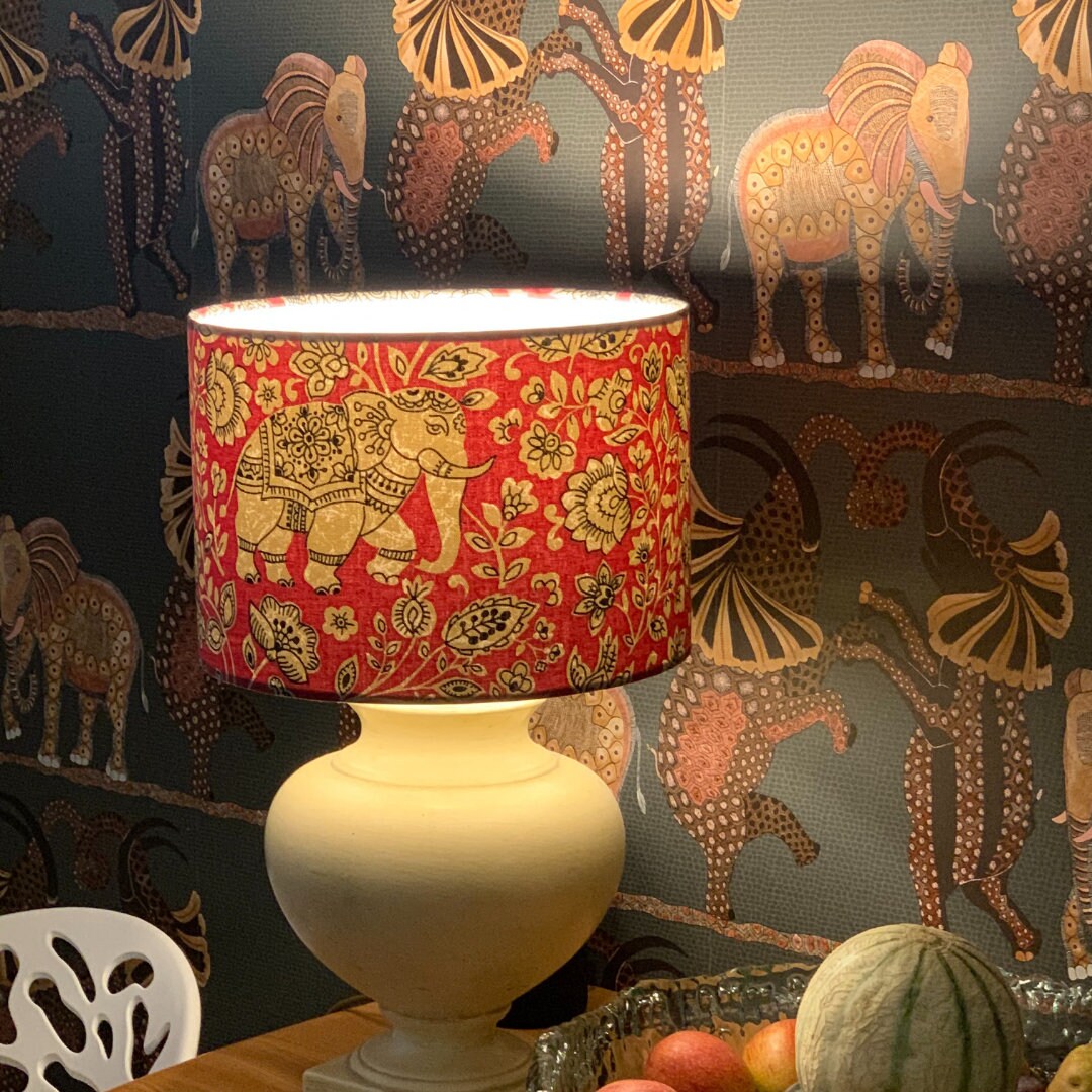 Elephant Lampshade | Handmade Red Drum Lampshade | Bohemian Lighting ...