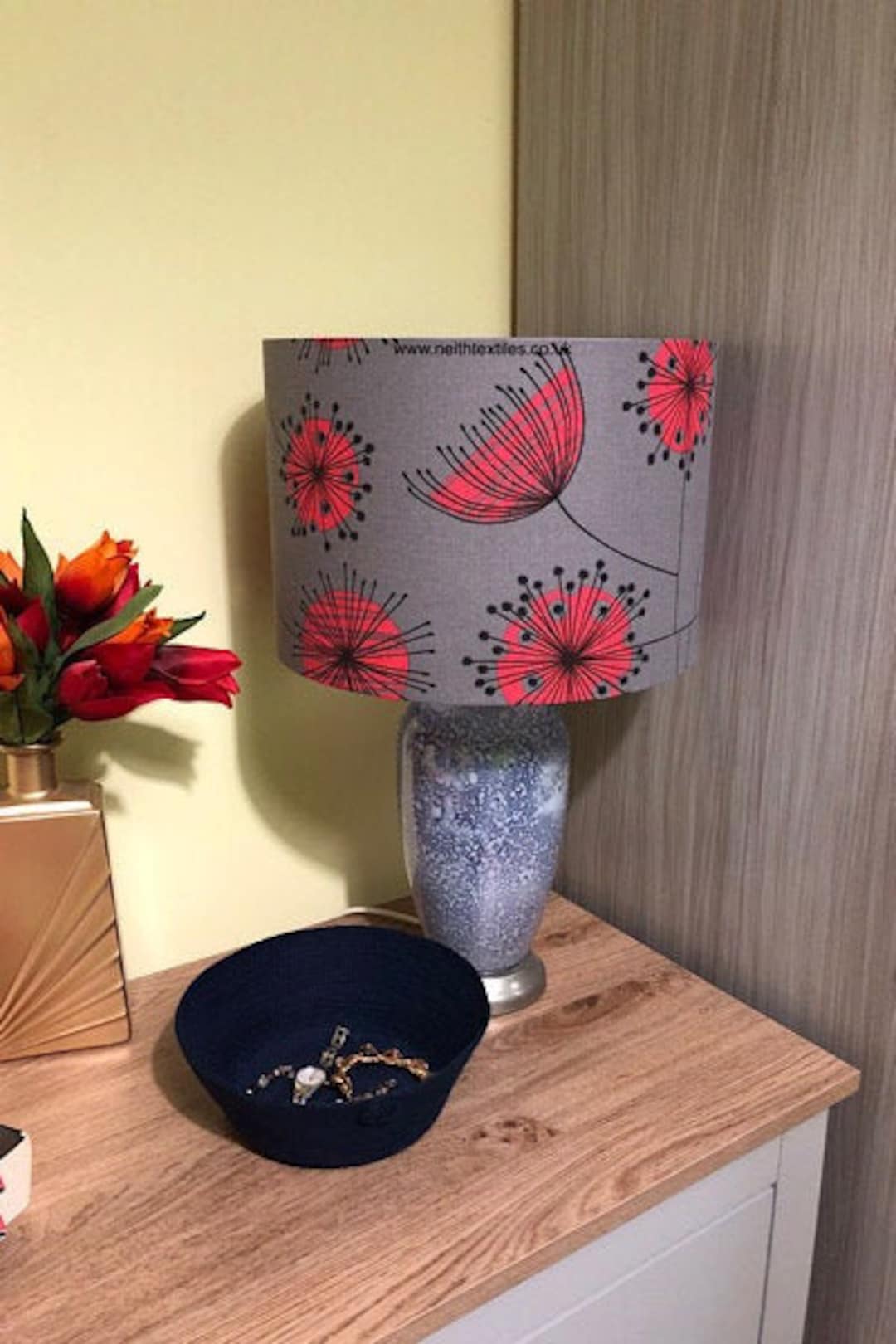 Dandelion Lampshade, Red Drum Lamp Shade, Modern Home Decor, Hanging ...