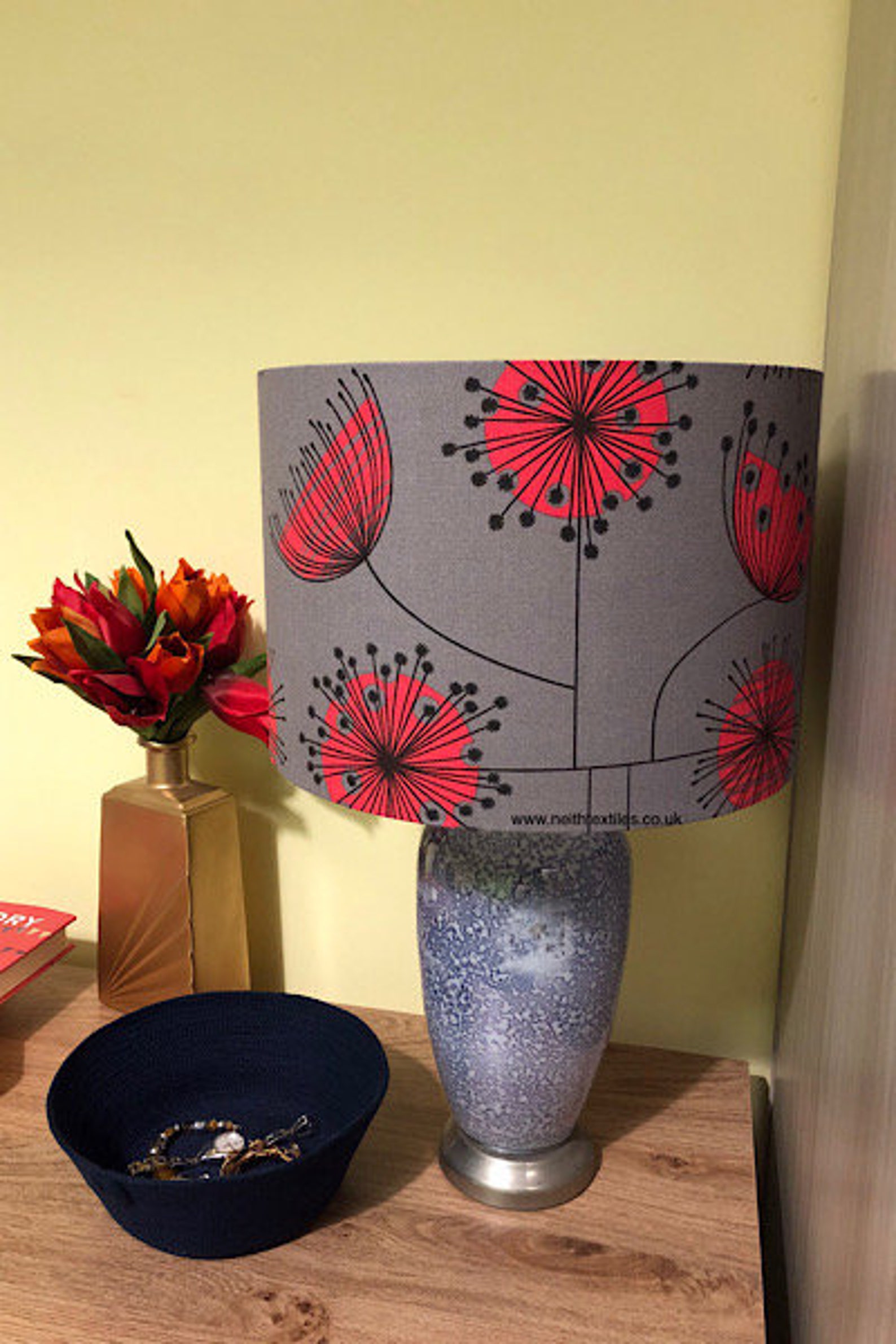 Dandelion lampshade red drum lamp shade modern home decor | Etsy