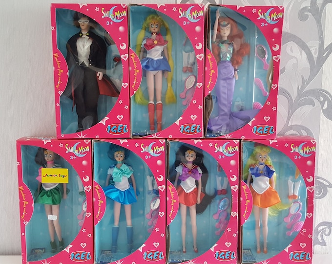 7x German Sailor Moon Igel Dolls - Moon Mercury Mars Jupiter Venus ...